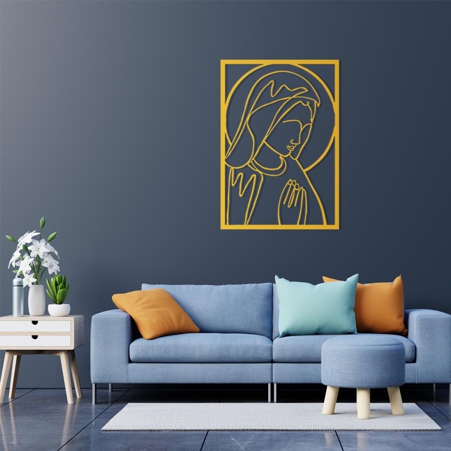 Virgin Mary Metal Wall Decor Christian Line Art Gift. the Blessed ...