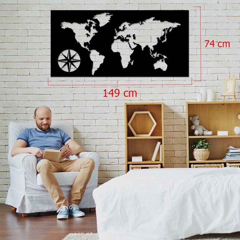 Carte Du Monde - Metal World Map. Metal Wall Decor. Metal Art. Metal ...