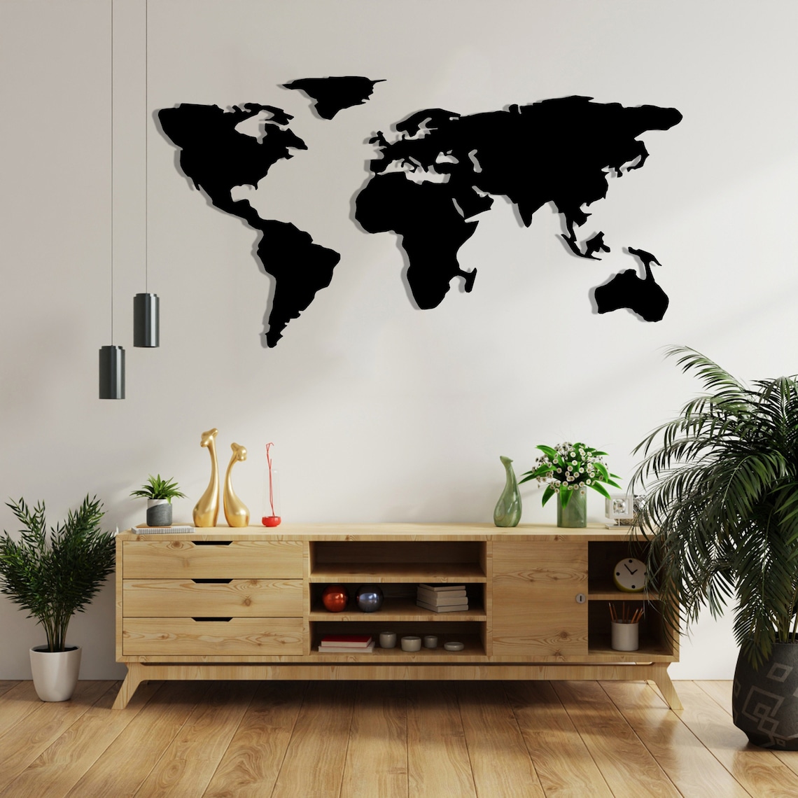 Metal World Map, Metal Wall Decor, Metal Wall Art, Minimal World Map ...