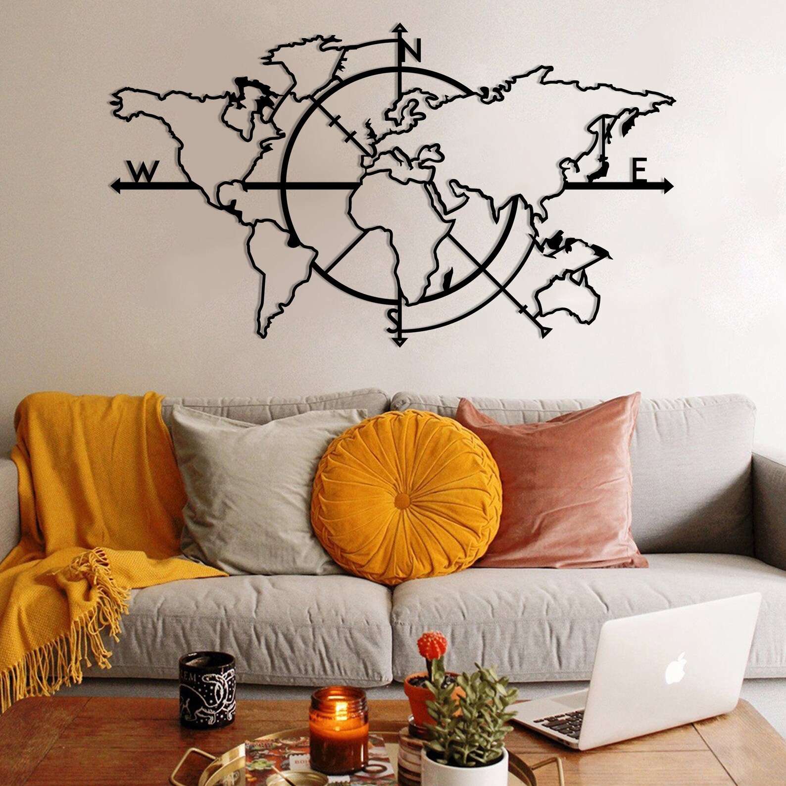 Metal World Map. Metal Wall Decor. Metal Wall Art. Minimal World Map ...