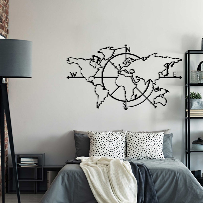 Metal World Map. Metal Wall Decor. Metal Wall Art. Minimal World Map ...