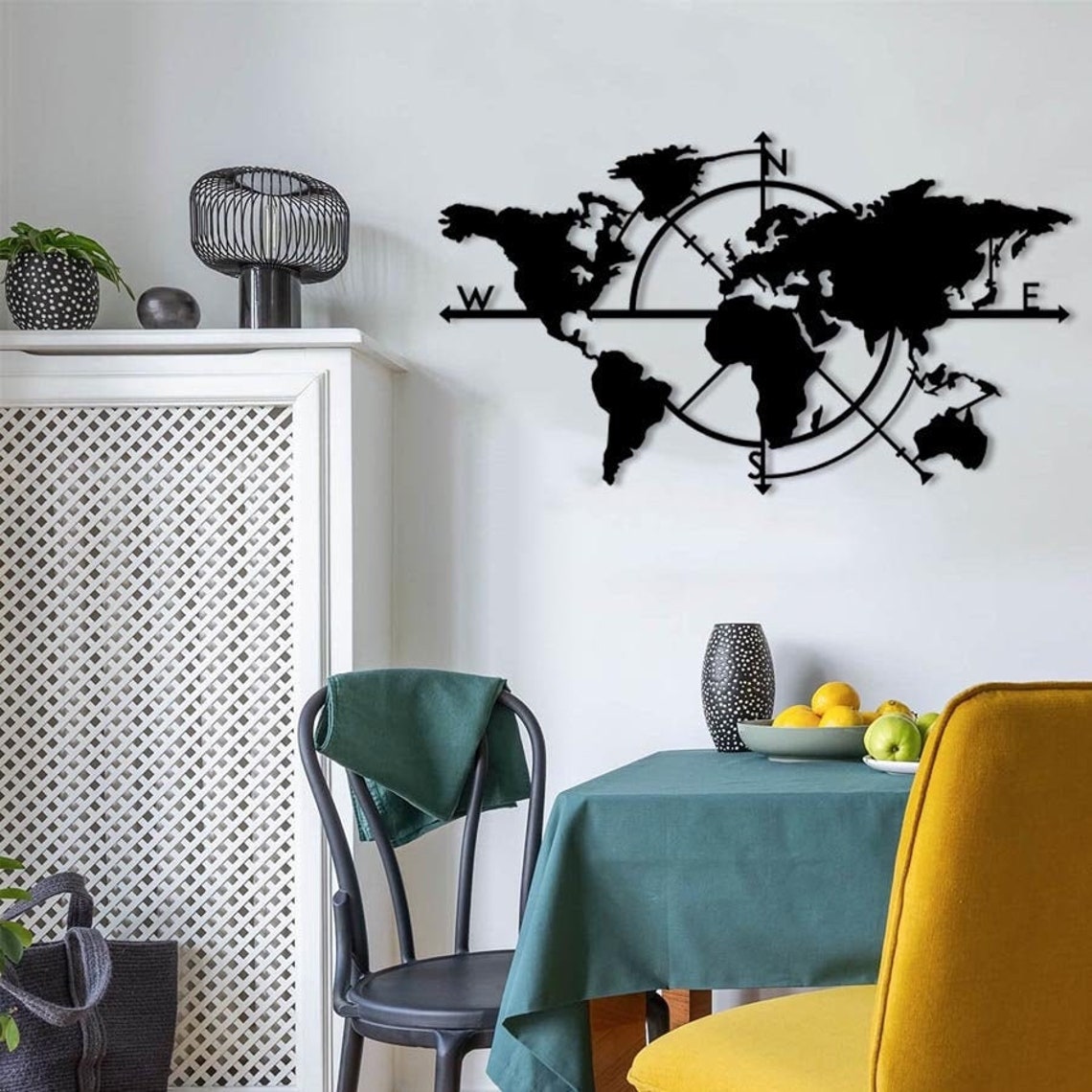 Metal World Map, Metal Wall Decor, Metal Wall Art, Minimal World Map ...