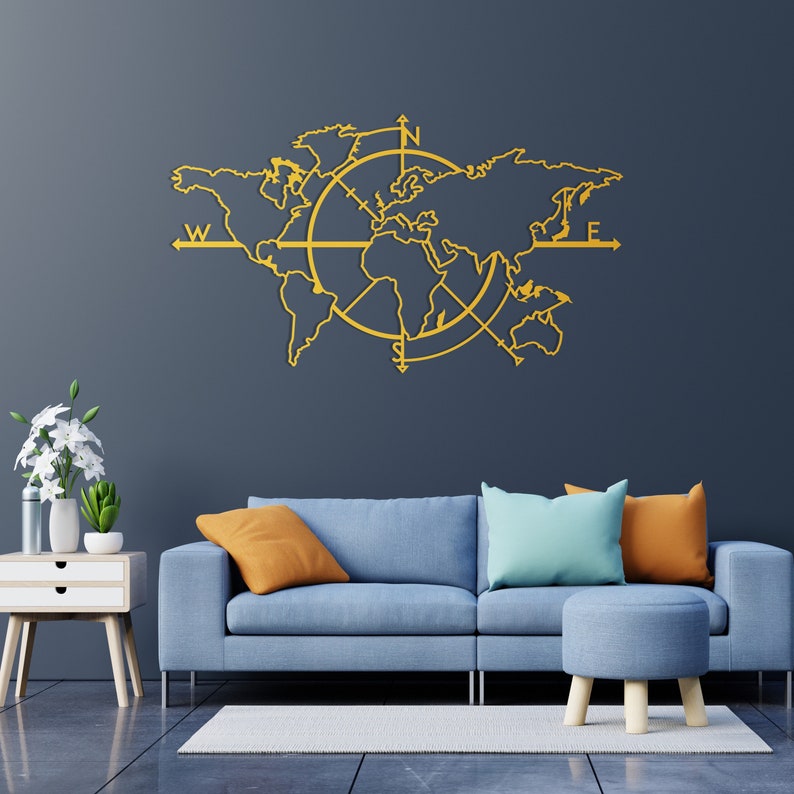 Metal World Map. Metal Wall Decor. Metal Wall Art. Minimal World Map ...