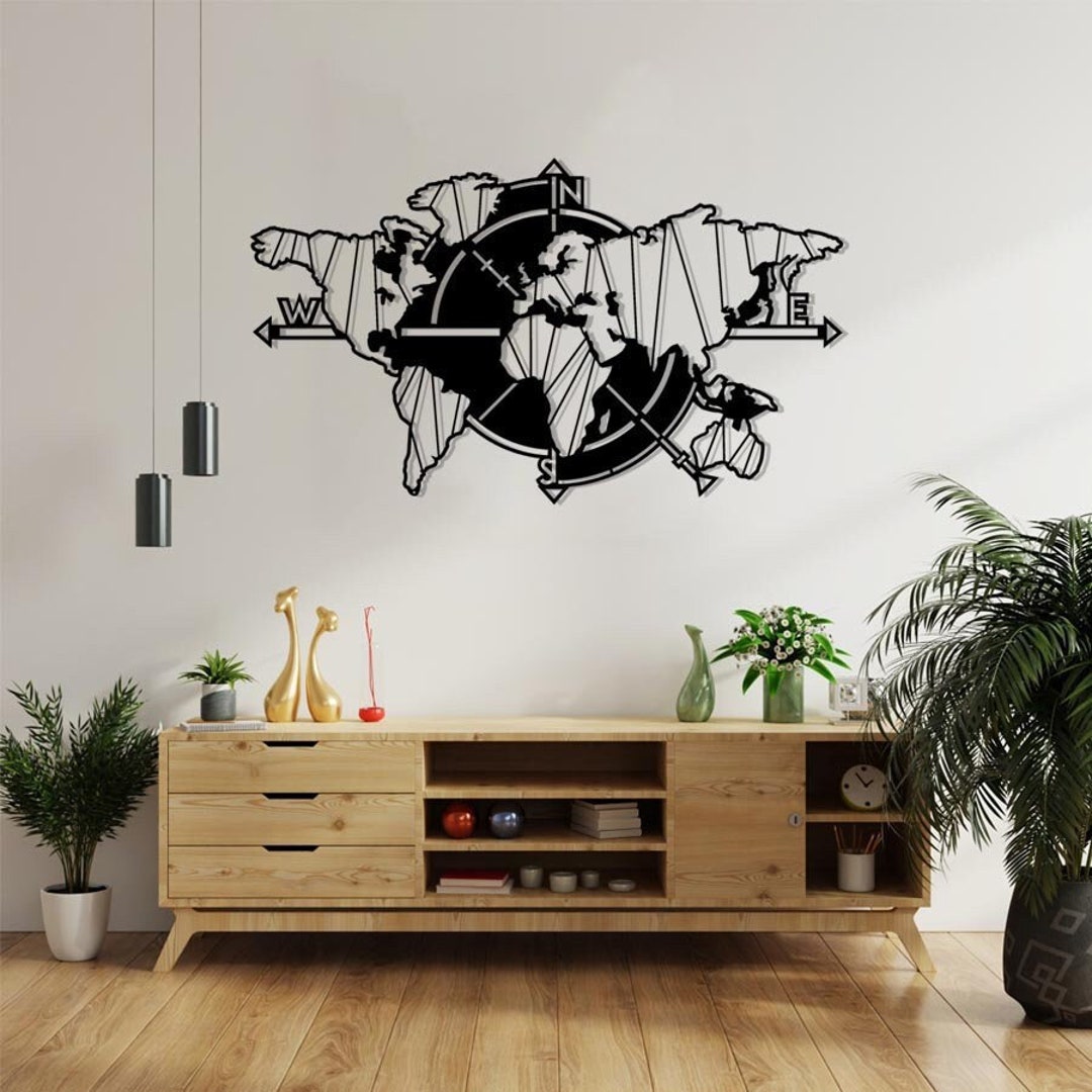 Mapa de la Vida Mapamundi de Metal. Decoración de pared de metal. Arte ...