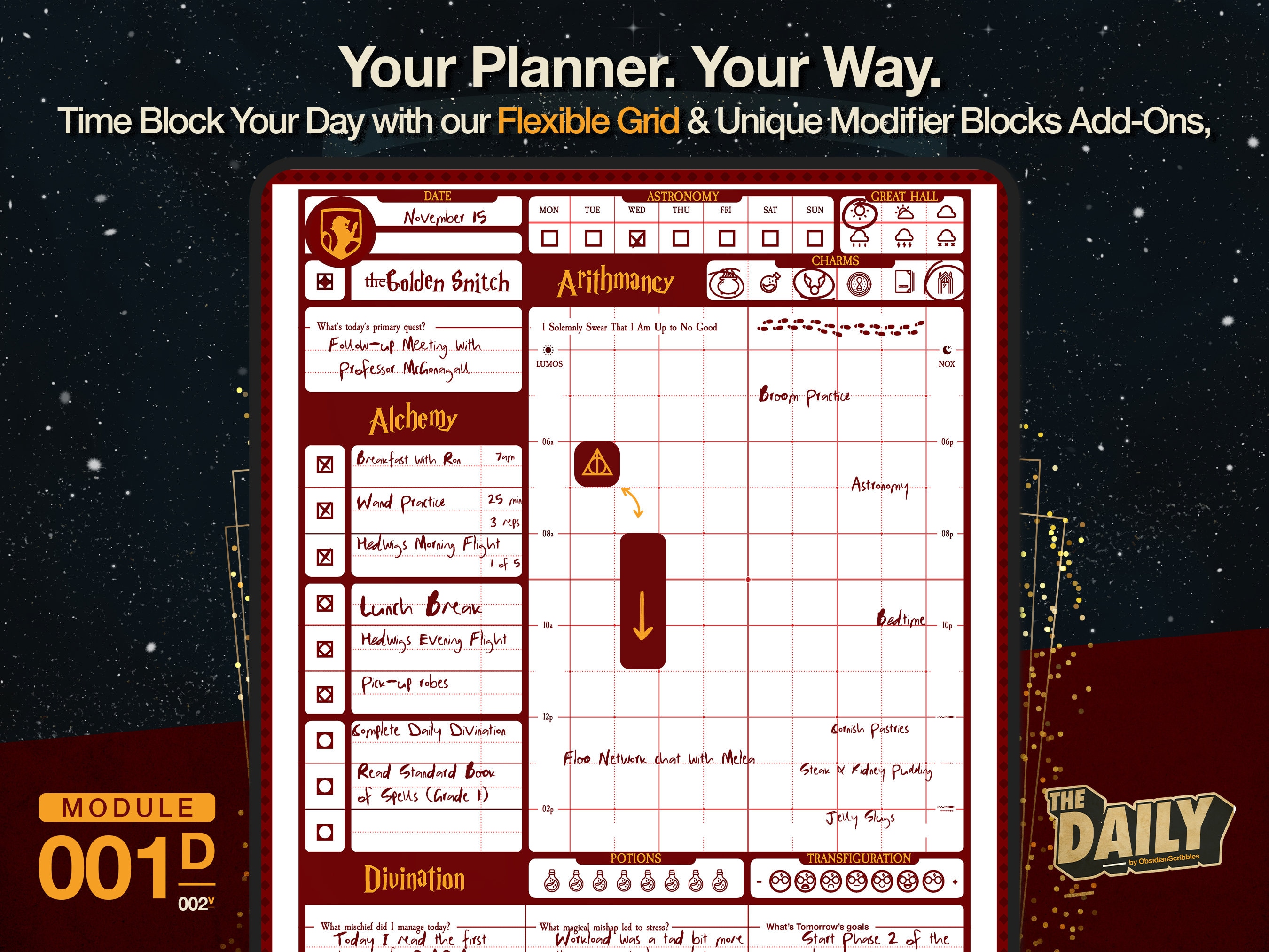 Gryffindor Daily Planner – Customizable Wizard Potter Theme (digital ...