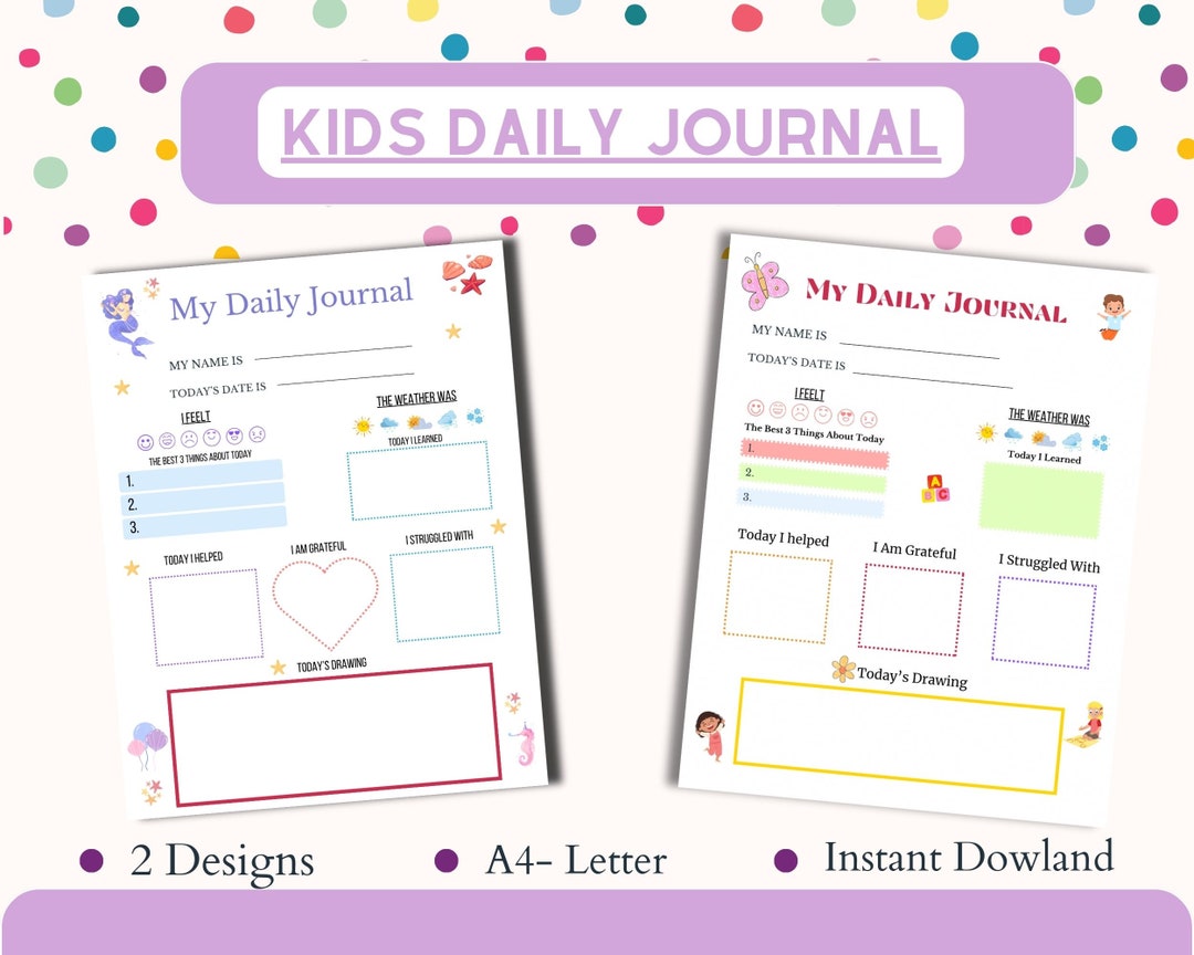 Kids Activity Drawing Page Daily Journal Kids Daily Journal/ Kids Daily ...