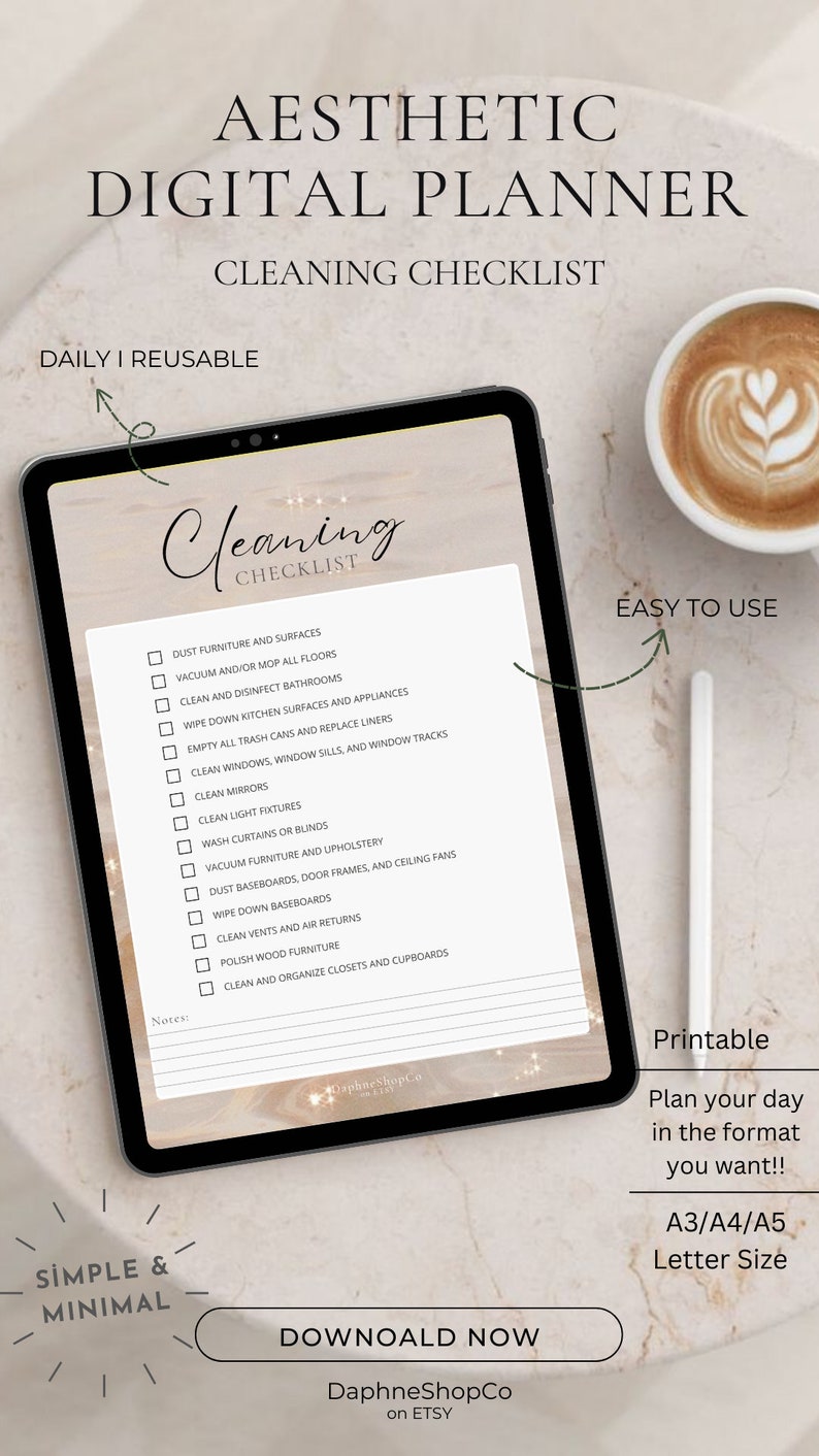 Aesthetic Planner Set I Meal Planner, Checklists, Vision Board I ...