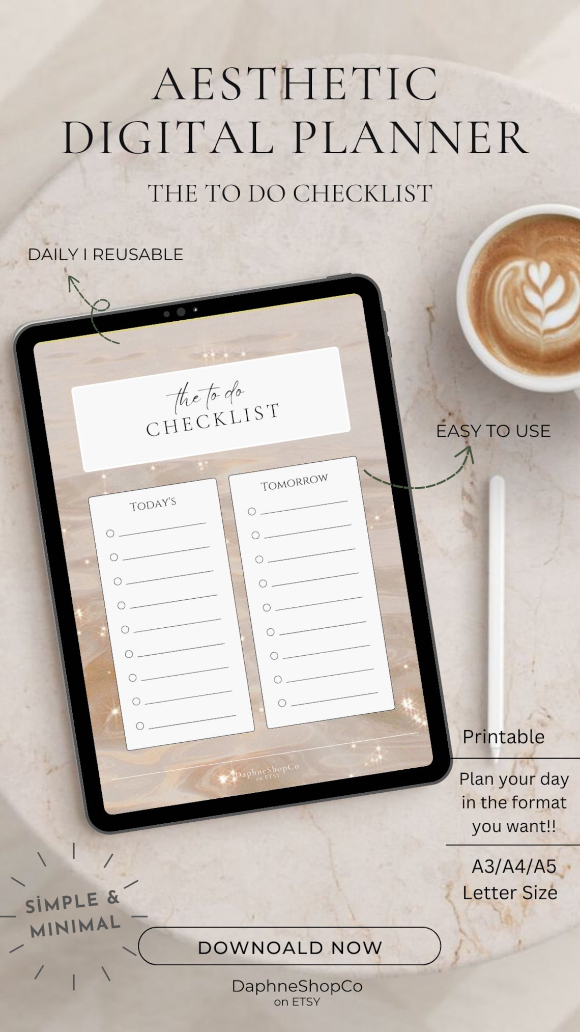 Aesthetic Planner Set I Meal Planner, Checklists, Vision Board I ...
