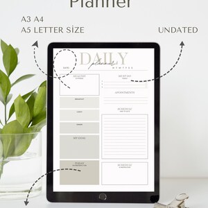 Green/flowery Green/blue/cream Colored Daily Planner Bundle, Printable ...