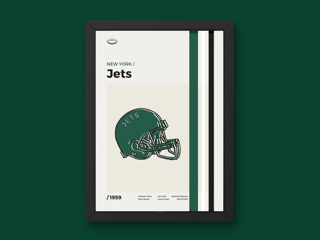 New York Jets Poster - Minimal Mid Century Modern Wall Print - NFL ...