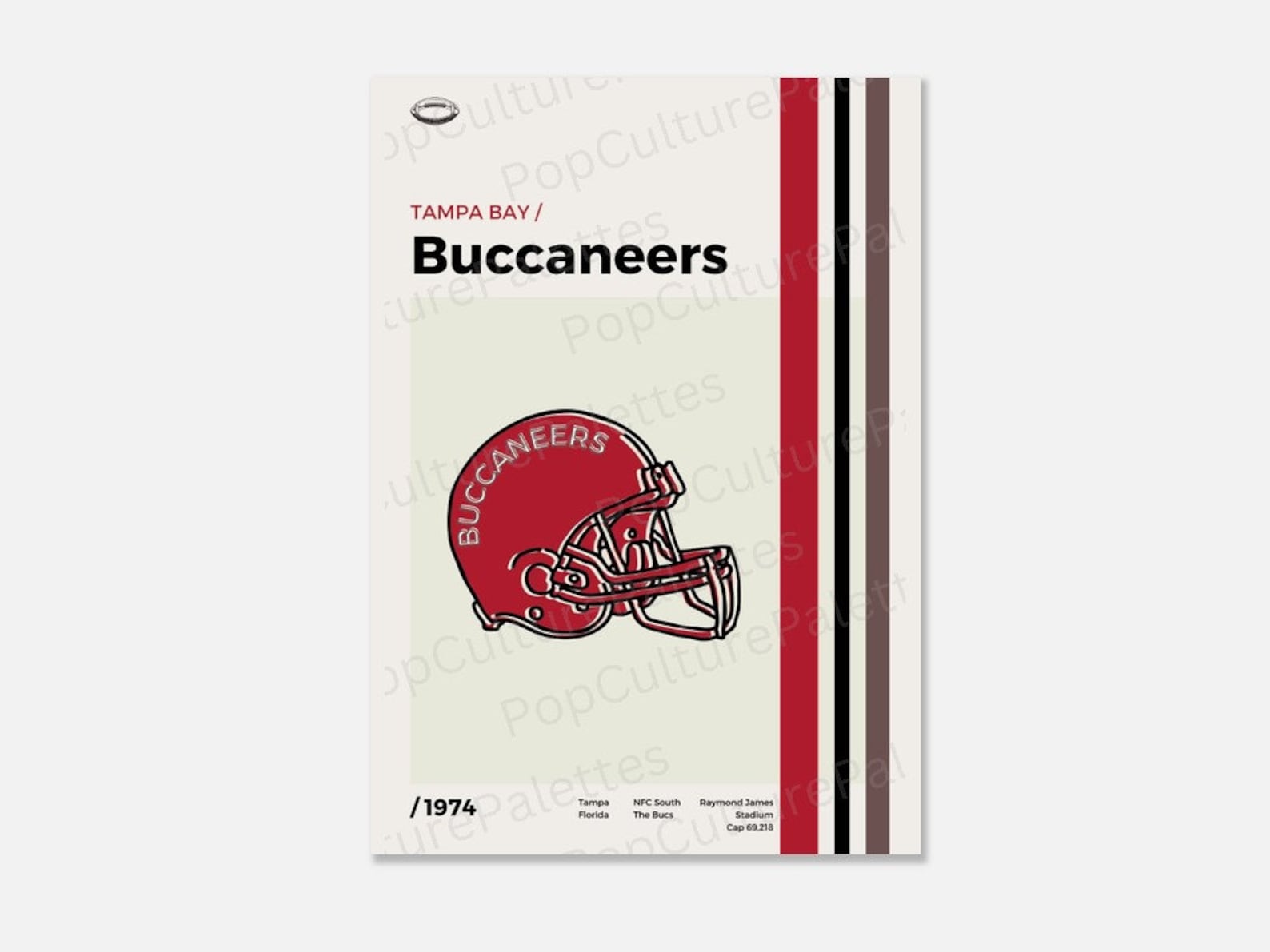 Tampa Bay Buccaneers Poster - Minimal Mid Century Modern Wall Print ...