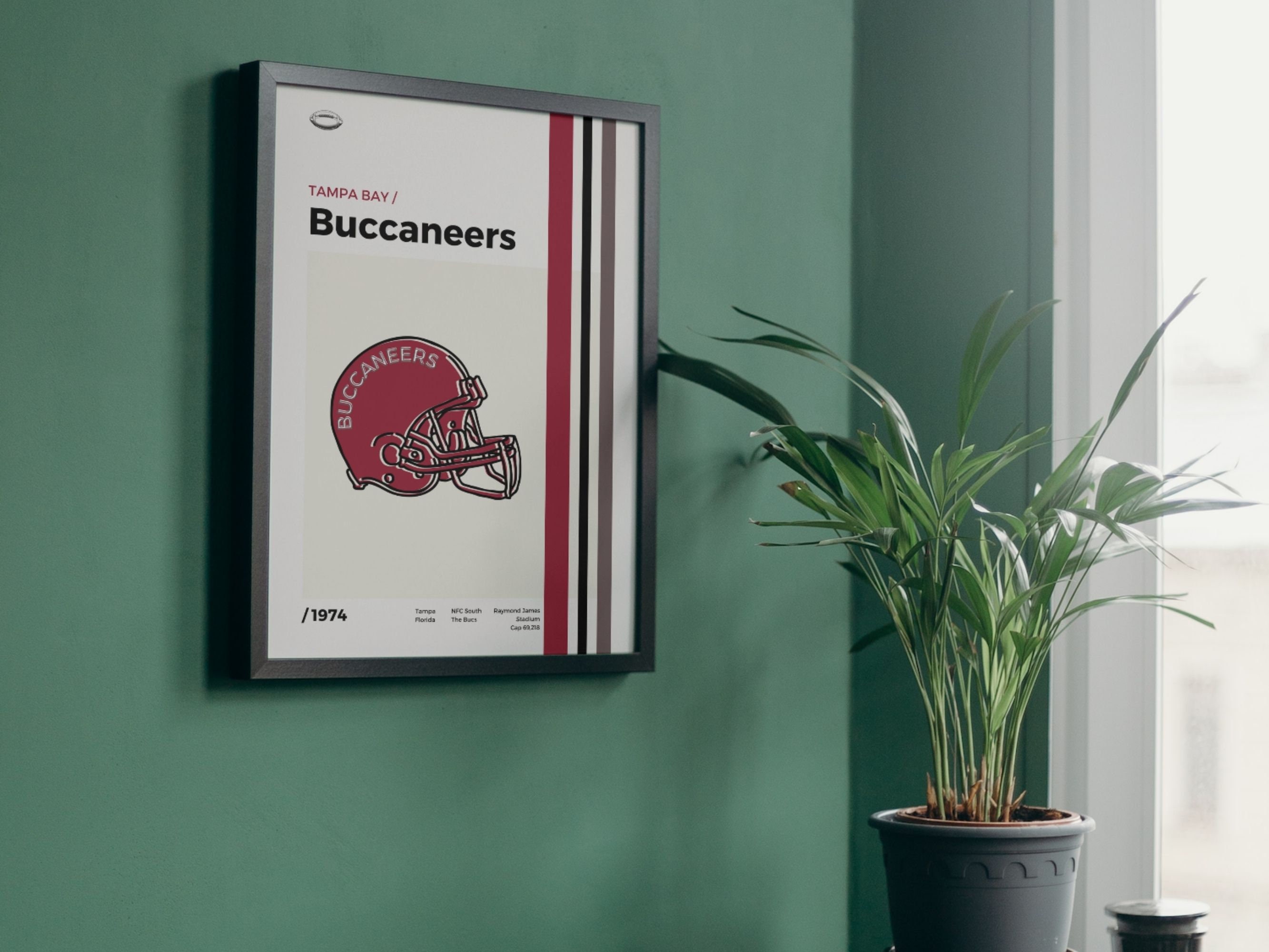 Tampa Bay Buccaneers Poster Minimal Mid Century Modern Wall Print NFL ...