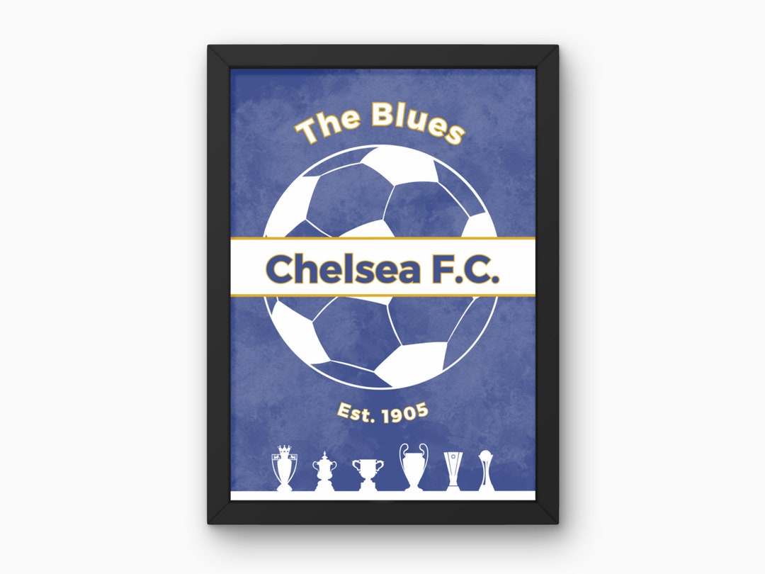 Chelsea FC Poster - Trophy Design - Minimal Mid Century Modern Wall ...