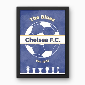 Chelsea FC Poster - Trophy Design - Minimal Mid Century Modern Wall ...