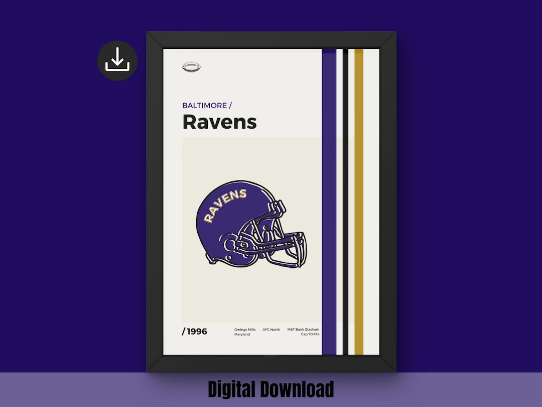 Baltimore Ravens Poster - Minimal Mid Century Modern Wall Print Sports ...