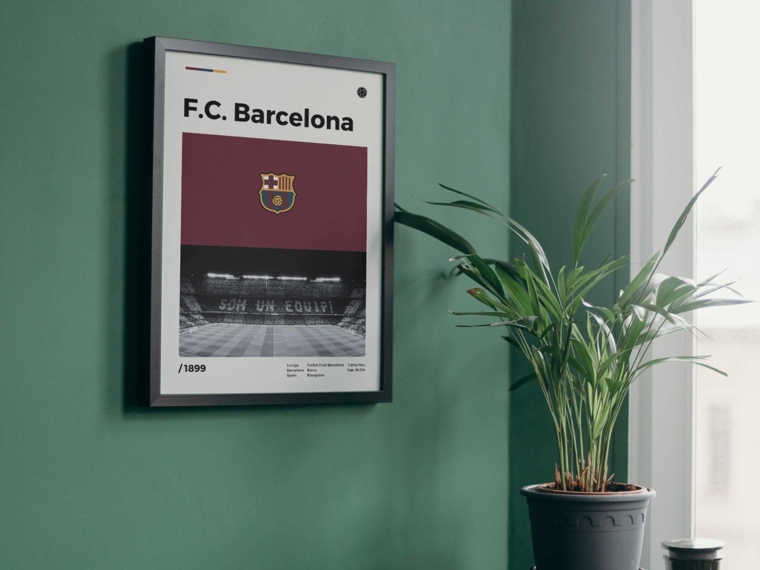 FC Barcelona Poster Minimal Mid Century Modern Wall Print - Etsy