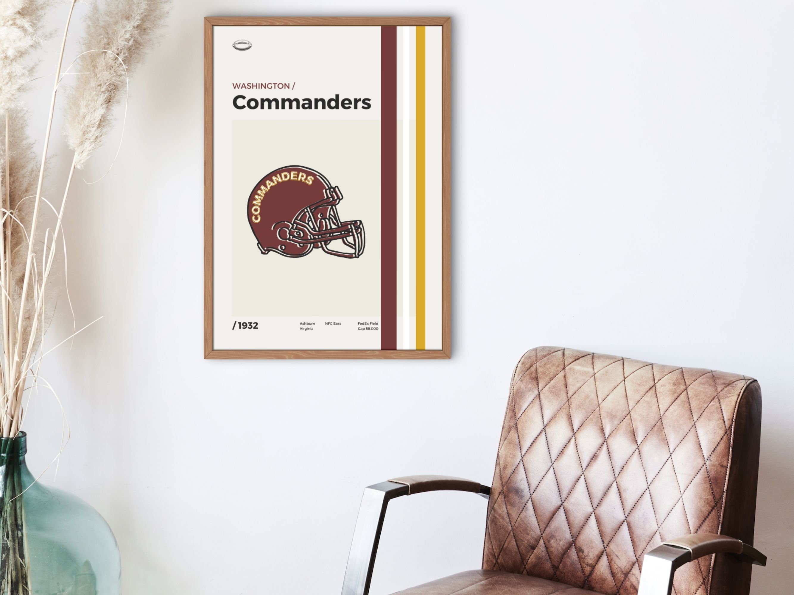 Washington Commanders Poster - Minimal Mid Century Modern Wall Print ...