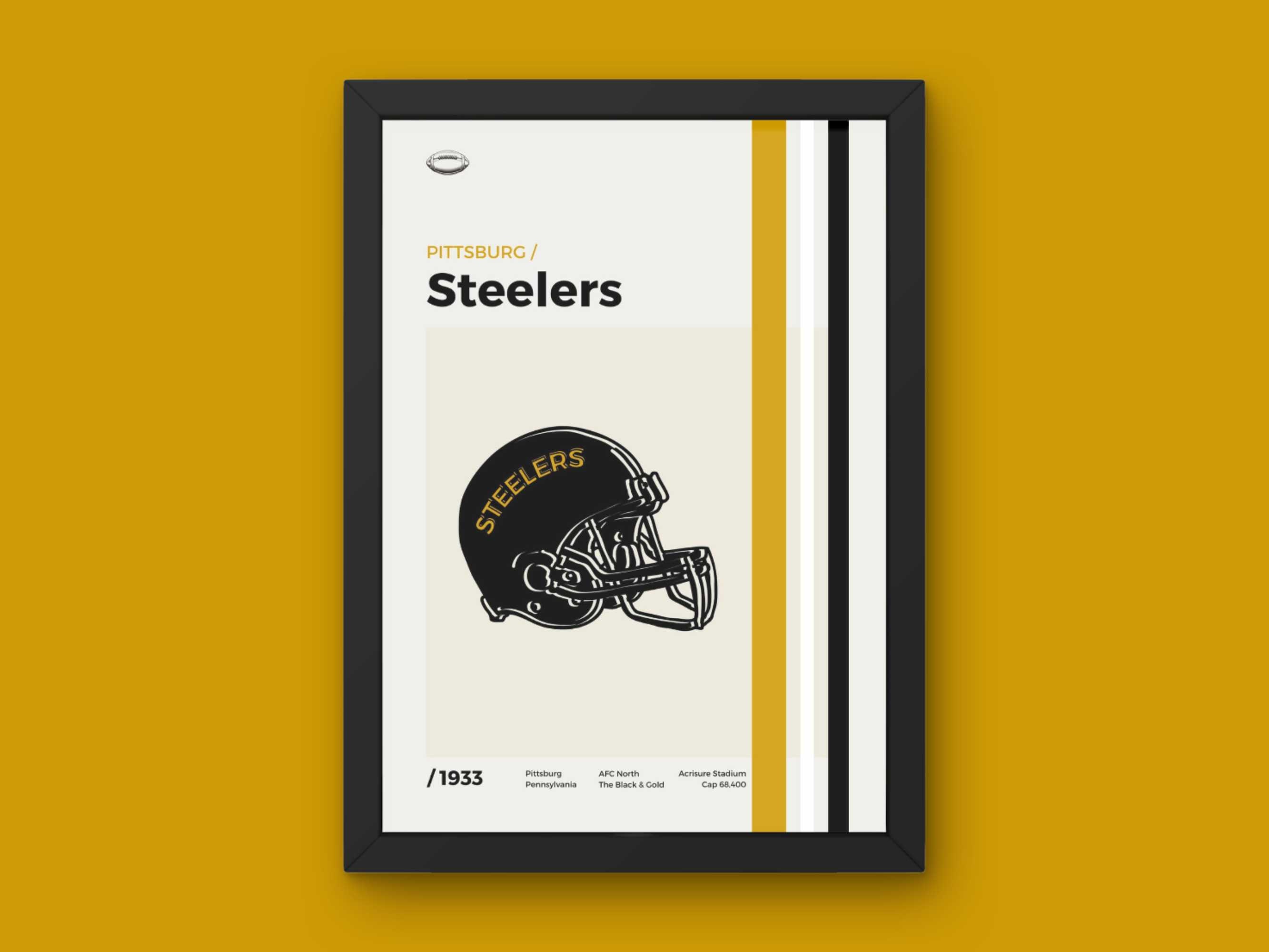 Pittsburgh Steelers Poster - Minimal Mid Century Modern Wall Print ...