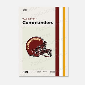 Washington Commanders Poster - Minimal Mid Century Modern Wall Print ...
