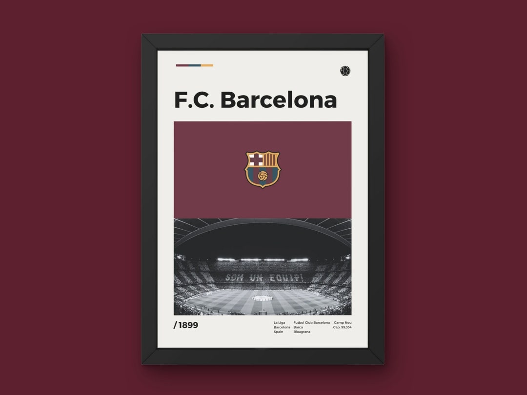 FC Barcelona Poster Minimal Mid Century Modern Wall Print Sports ...