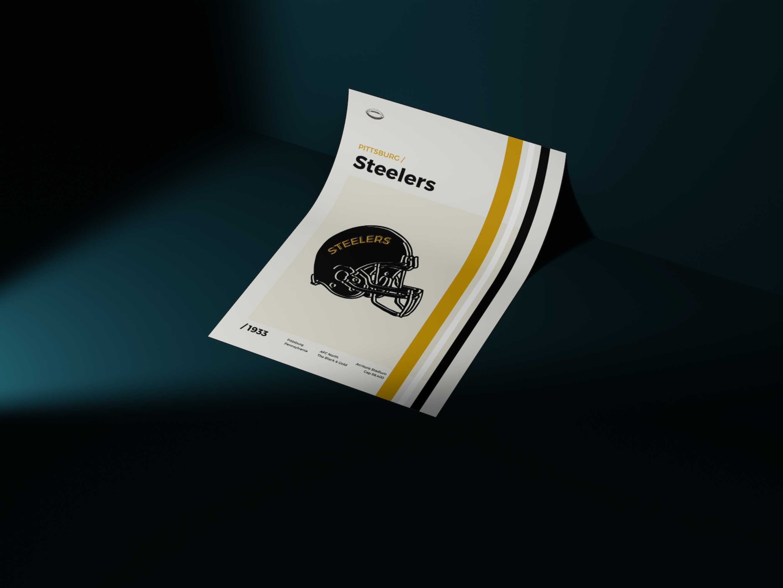 Pittsburgh Steelers Poster Minimal Mid Century Modern Wall Print NFL ...