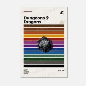 Dungeons and Dragons D20 Poster Minimal Mid Century Modern Wall Print ...