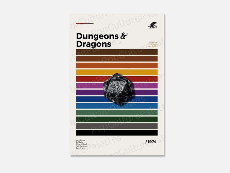 Dungeons and Dragons D20 Poster - Minimal Mid Century Modern Wall Print ...
