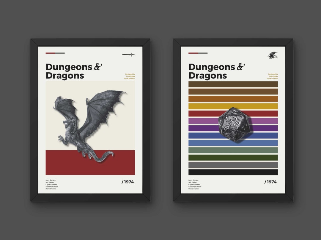BUNDLE - Dungeons and Dragons Posters - Minimal Mid Century Modern Wall ...