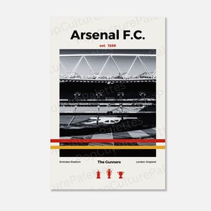 Arsenal FC Poster - Emirates Stadium - Minimal Mid Century Modern Wall ...