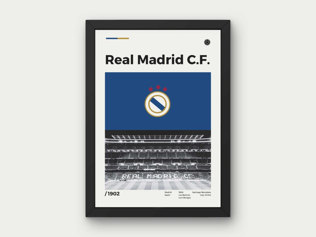 Real Madrid CF Poster - Minimal Mid Century Modern Wall Print Sports ...