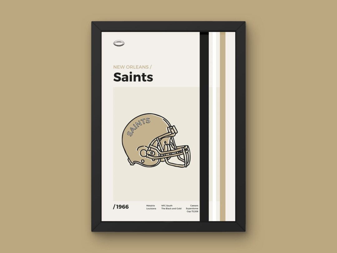 New Orleans Saints Poster - Minimal Mid Century Modern Wall Print - NFL ...