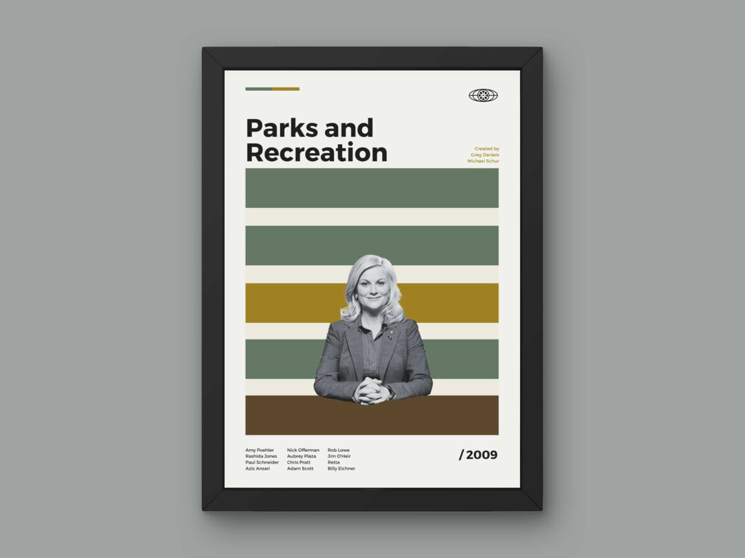 Parks and Recreation Poster - Minimal Mid Century Modern Wall Print TV ...