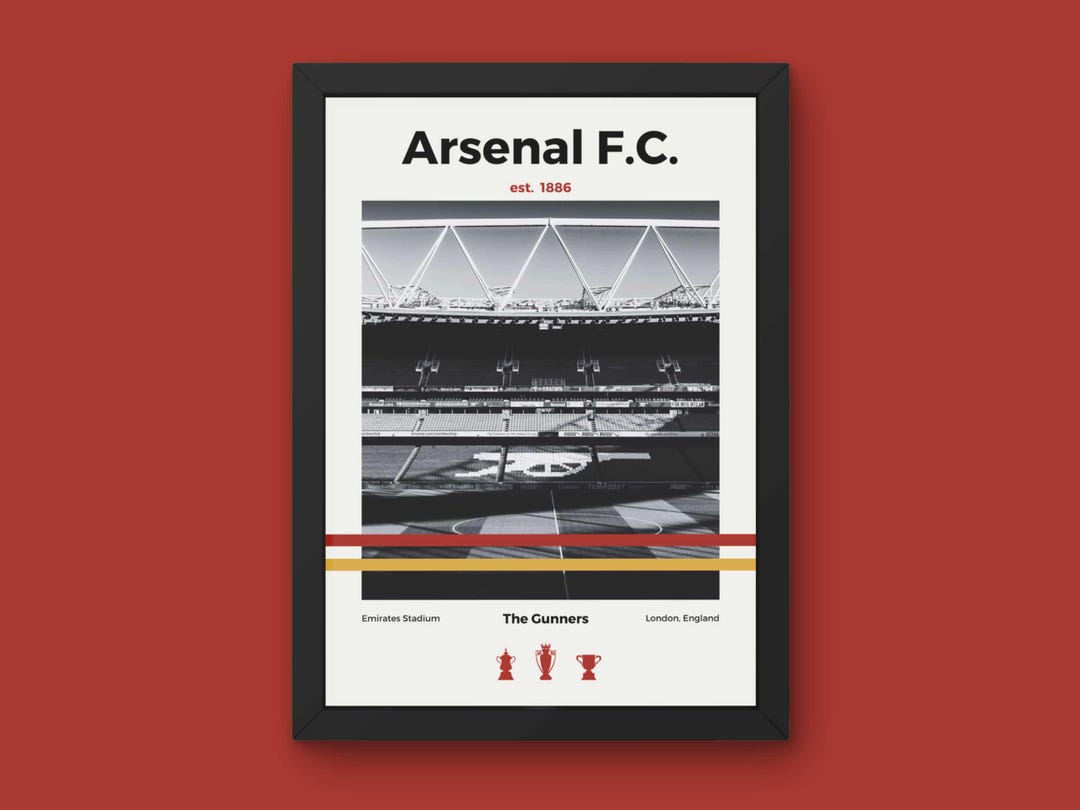 Arsenal FC Poster - Emirates Stadium - Minimal Mid Century Modern Wall ...