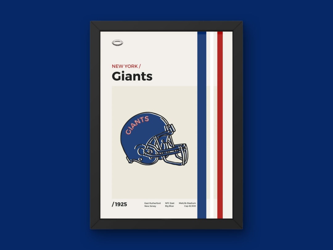 New York Giants Poster - Minimal Mid Century Modern Wall Print - NFL ...