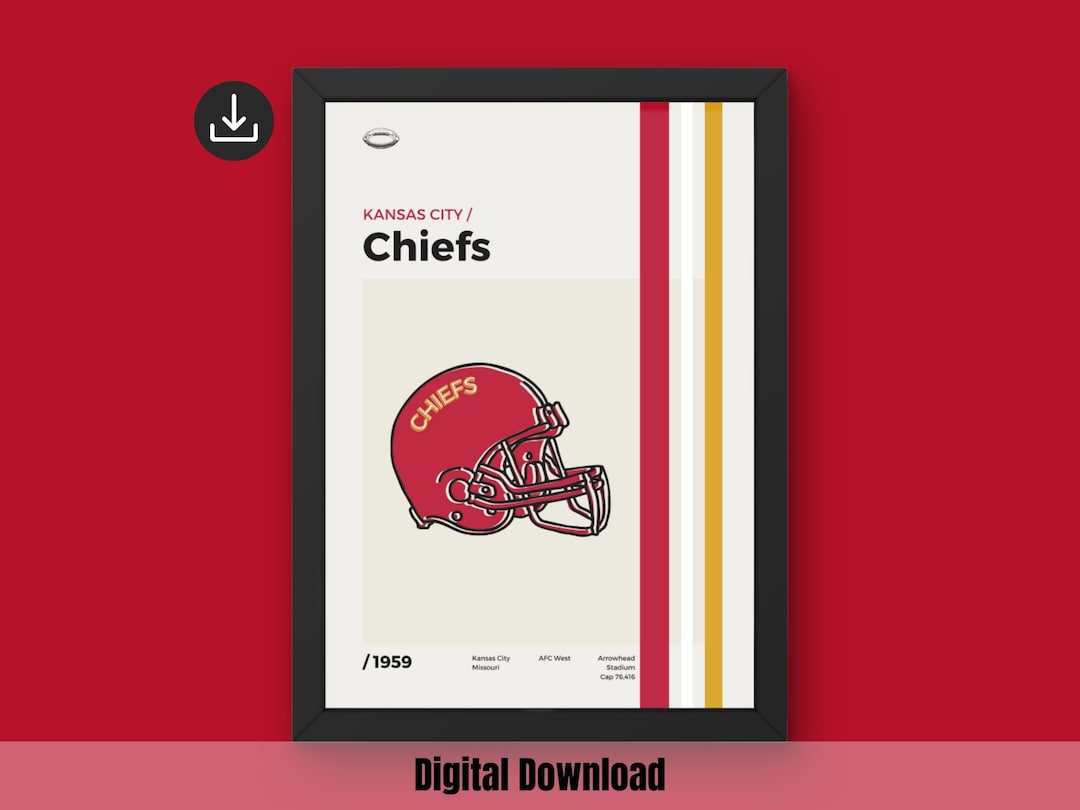Kansas City Chiefs Poster - Minimal Mid Century Modern Wall Print ...