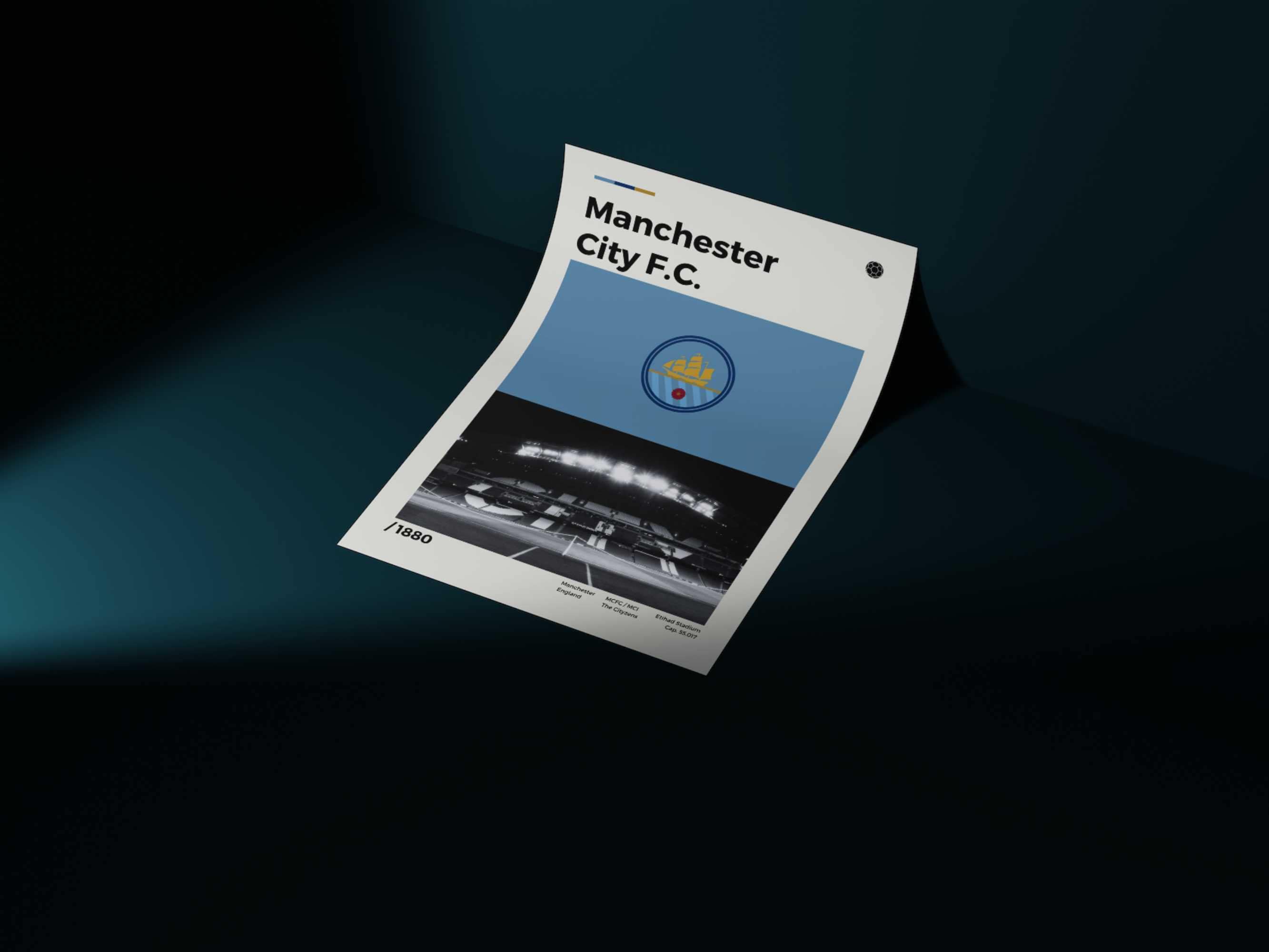 Manchester City FC Poster - Stadium Design - Minimal Mid Century Modern ...
