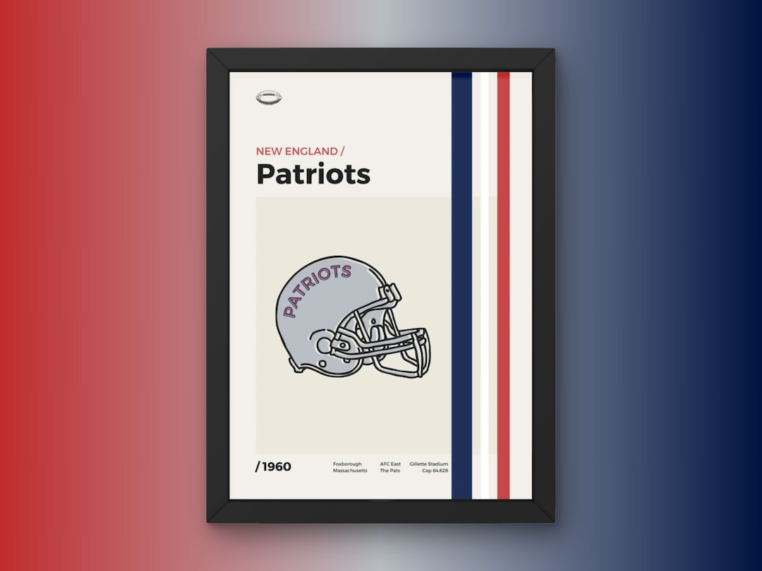 New England Patriots Poster - Minimal Mid Century Modern Wall Print ...