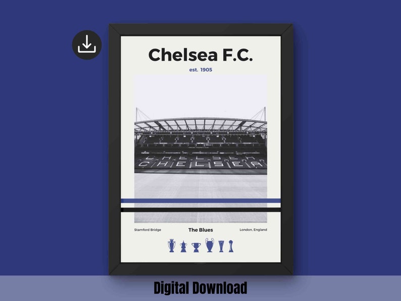 Chelsea FC Poster - Stamford Bridge Minimal Mid Century Modern Wall ...