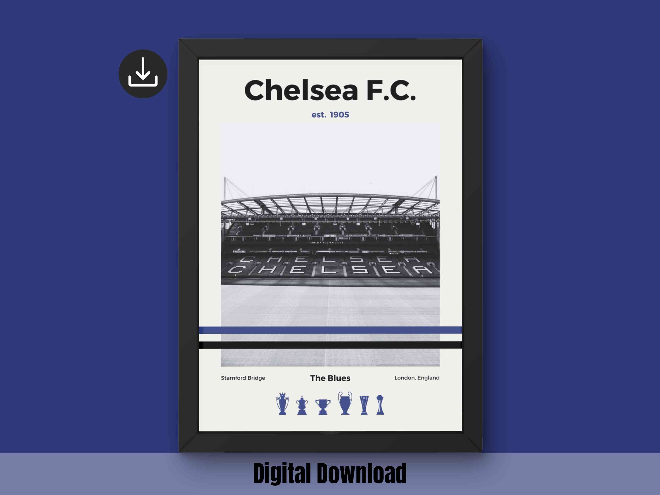 Chelsea FC Poster - Stamford Bridge Minimal Mid Century Modern Wall ...