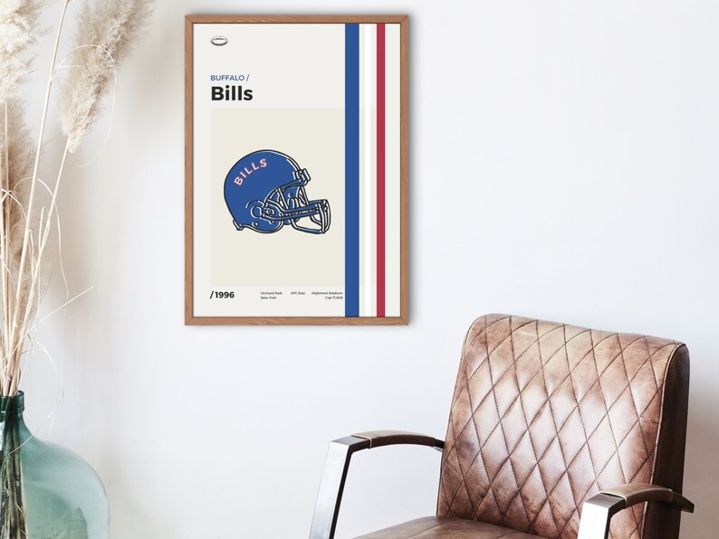 Buffalo Bills Poster - Minimal Mid Century Modern Wall Print - NFL Football Collection - Etsy