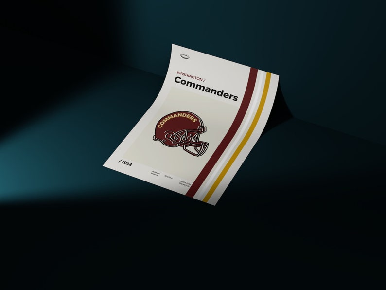 Washington Commanders Poster - Minimal Mid Century Modern Wall Print ...