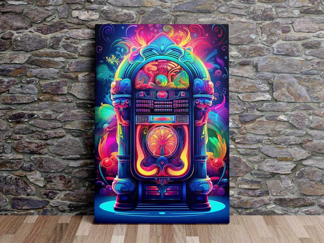 Psychedelic Jukebox No.4, Game Room Art, Man Cave, Modern Art, Scenic ...