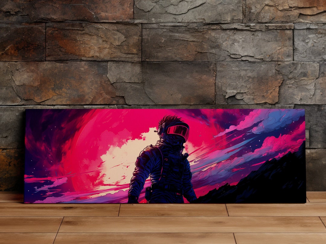 Psychedelic Astronaut, Synthwave, Cyberpunk, Scenic Wall Art, Canvas ...