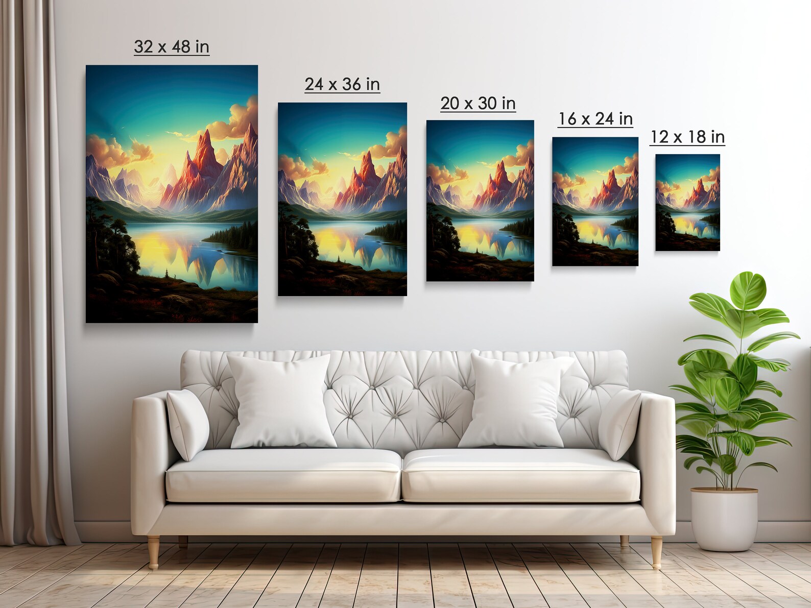 Majestic Mountains by a Lake No.6, Nature Art, Art Print, Poster ...