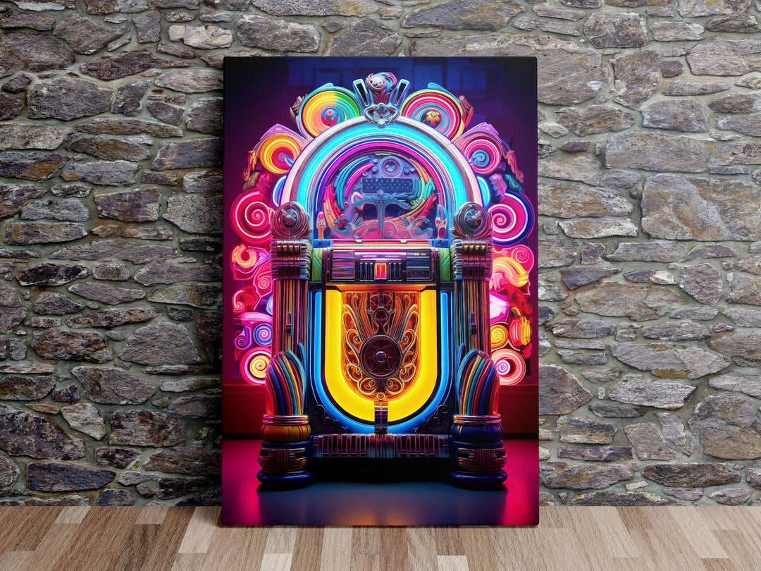 Psychedelic Jukebox No.1, Game Room Art, Man Cave, Modern Art, Scenic ...