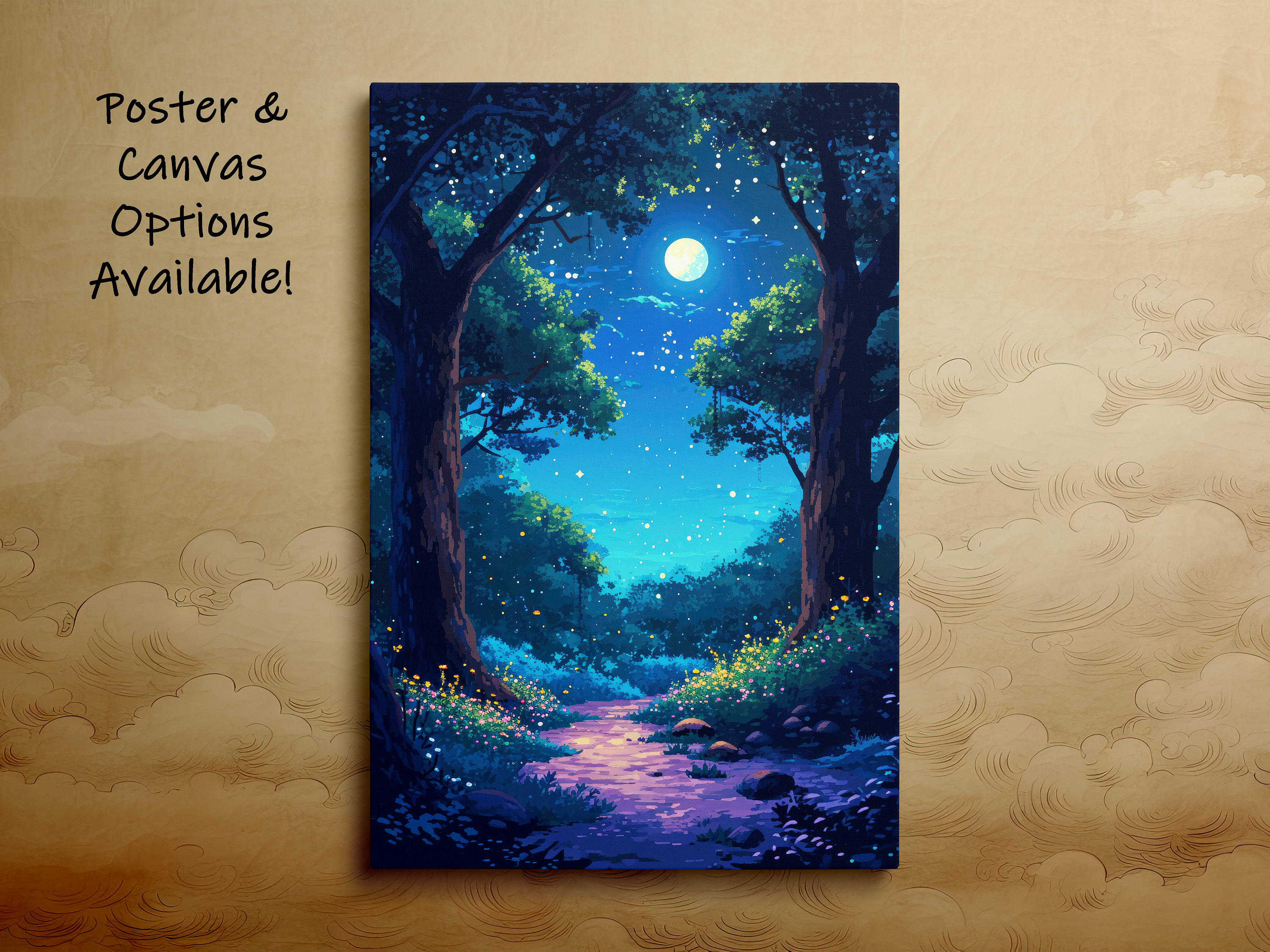 Pixelated Moonlight Forest Path, Pixel Art, Nature Art, Meditation Art ...
