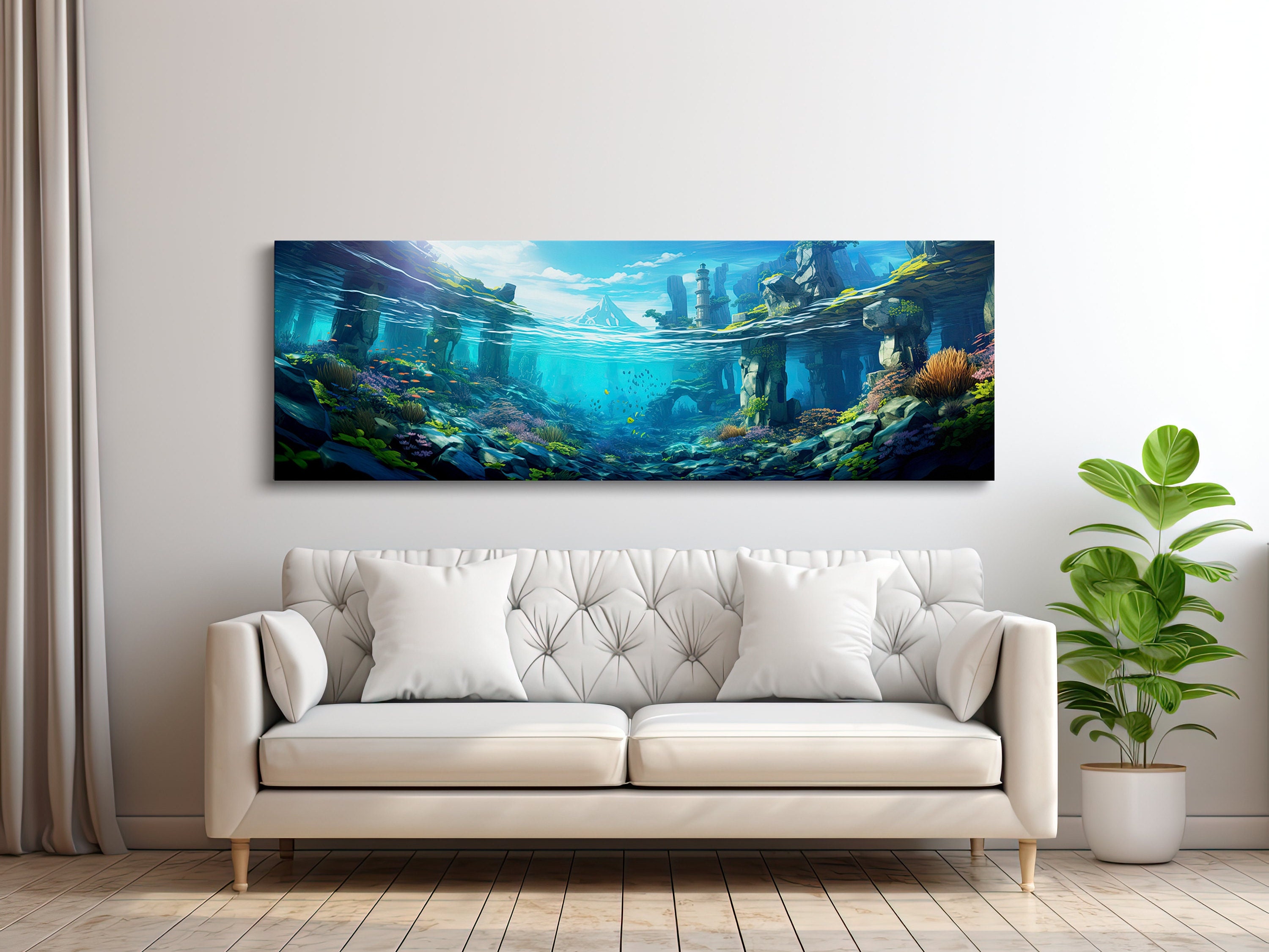 Beautiful Reef and Underwater Ruins, Nature Art, Aquatic Art, Ocean Art ...