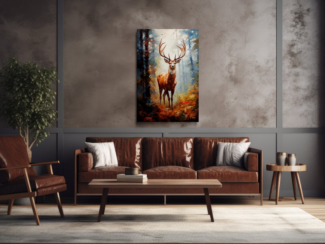 Buck in a Fall Forest, Nature Art, Animal Art, Poster, Wall Print ...