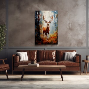 Buck in a Fall Forest, Nature Art, Animal Art, Poster, Wall Print ...