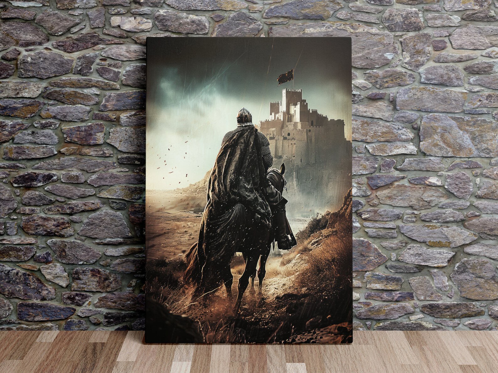 Mounted Knight Approaching a Castle, Fantasy Art, Medieval Art, Warrior ...